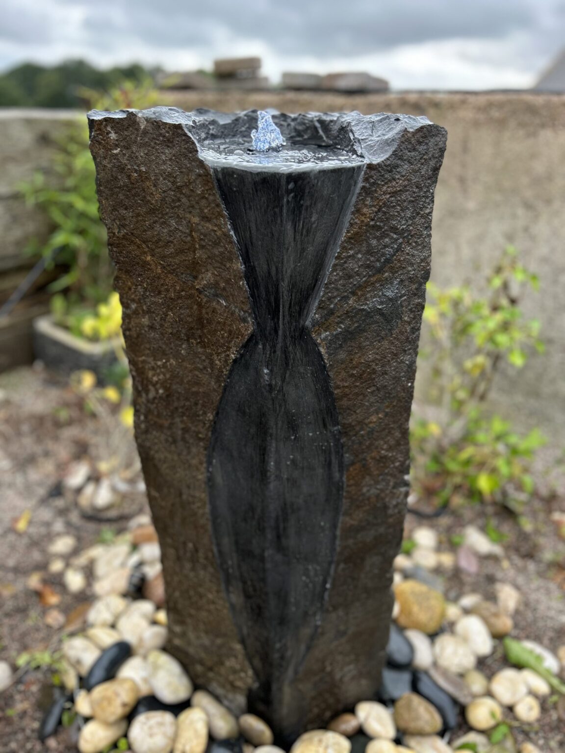 Basalt Statement column fountain – 25~30cm W x90cm H – Eastern Connections