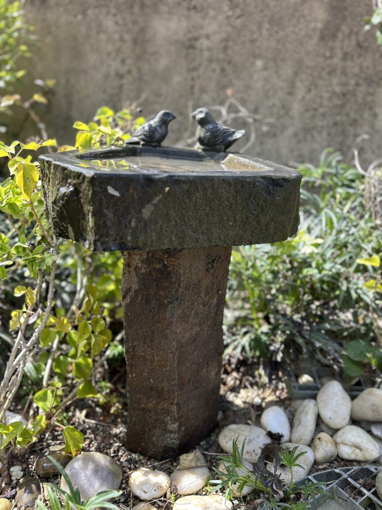 Basalt Birdbath with two birds, 59cm H with birds, New for 2025 ...
