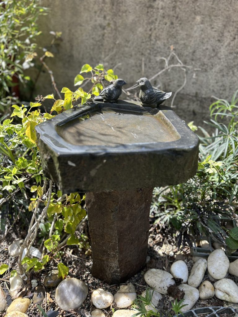 Basalt Birdbath with two birds, 59cm H with birds, New for 2025 ...