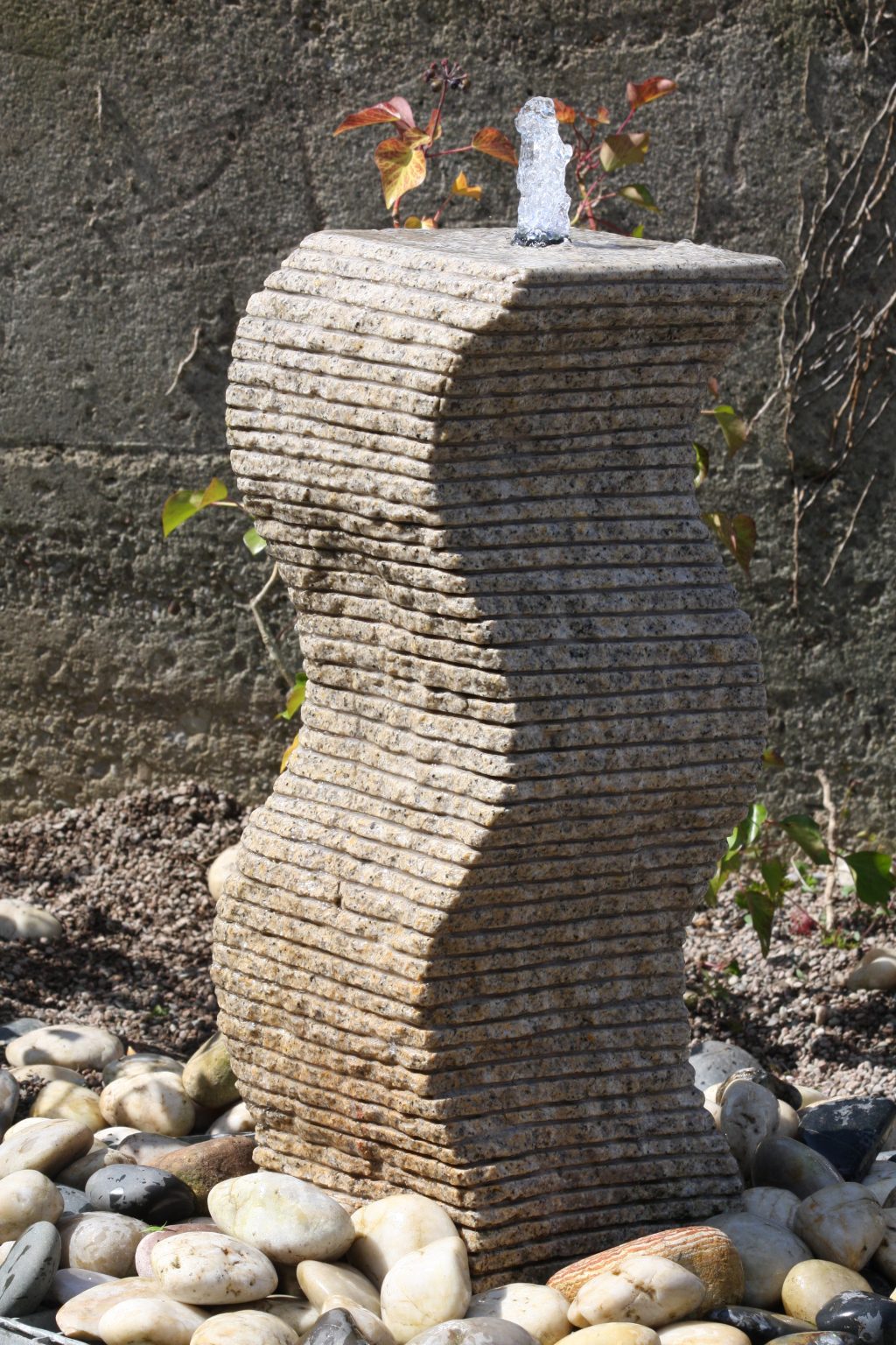 Wave Fountain 23x23x65cm H , polished top, beige granite, great price ...