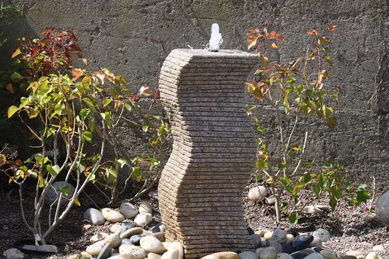Wave Fountain 23x23x65cm H , polished top, beige granite, great price ...