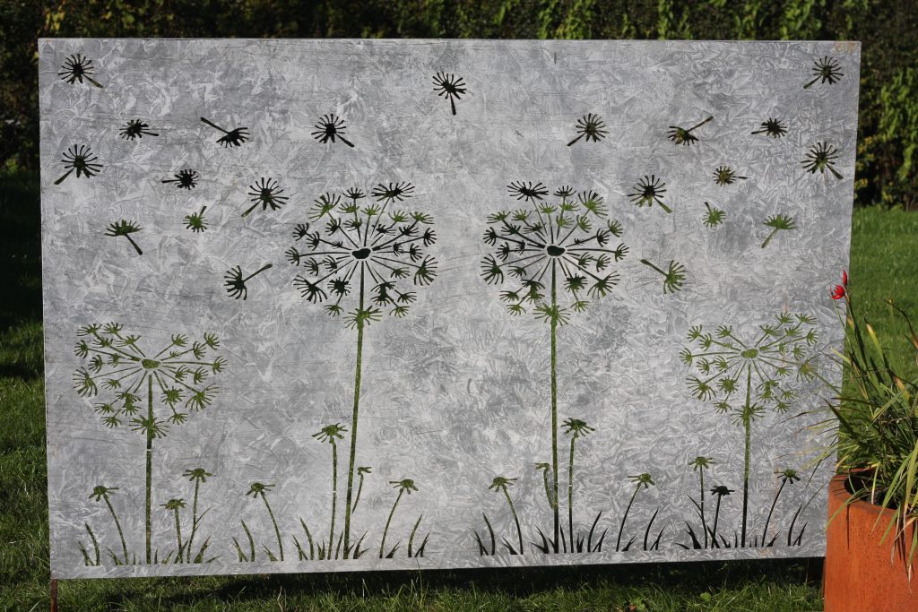 Dandelion Grey Wide Fencing Panel 180x120cm H, galvanized steel, 1.2mm ...
